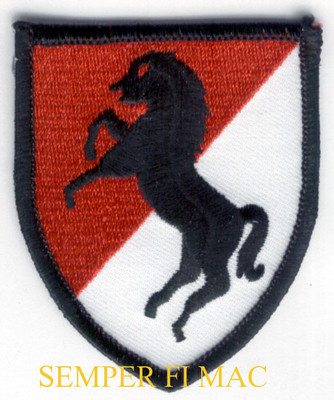 11TH ARMORED CAVALRY REGIMENT HAT PATCH US ARMY BLACK HORSE PIN UP FORT ...