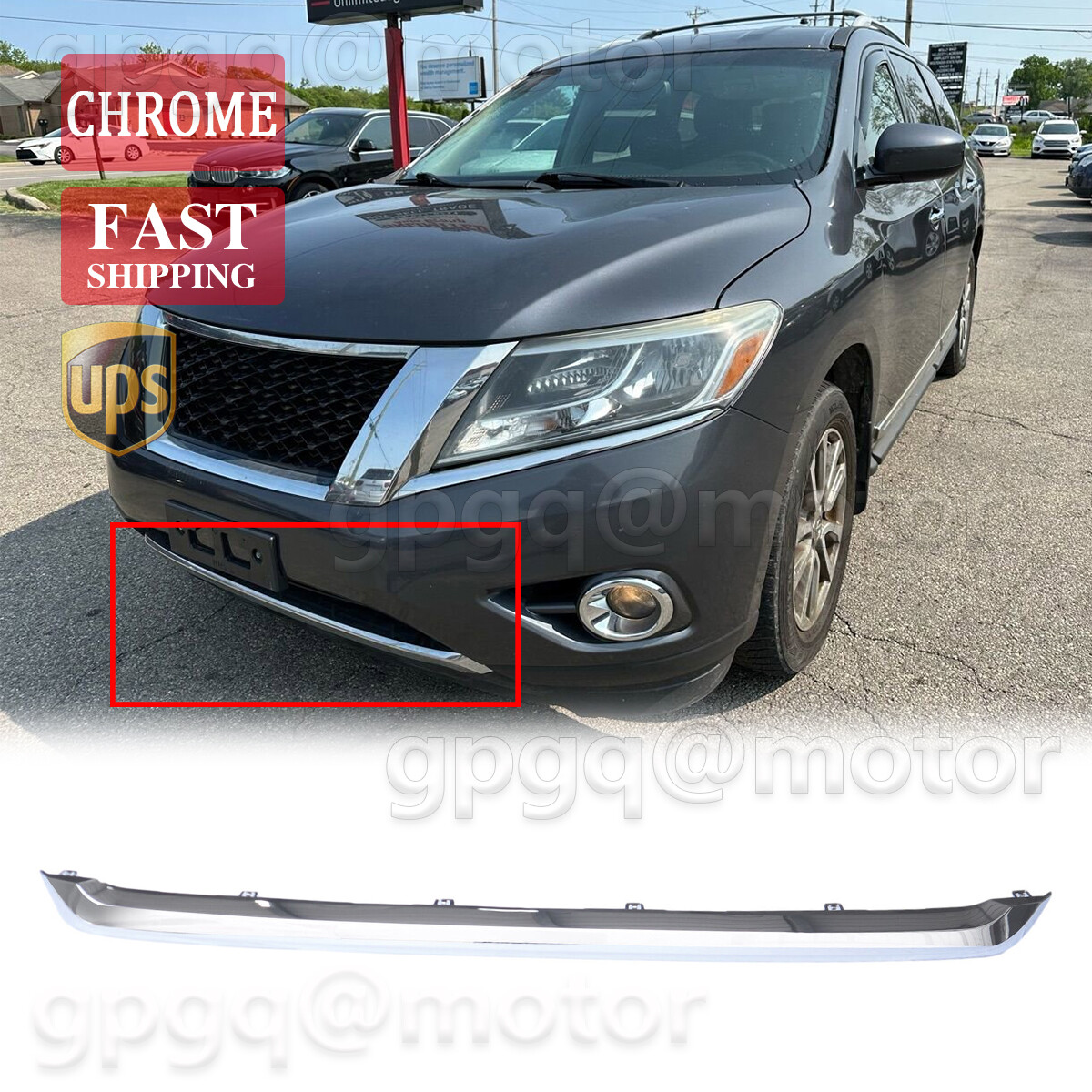 For Nissan Pathfinder 2013-2016 Chrome Front Bumper Lower Molding Trim ...