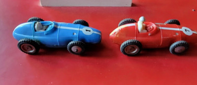 Lot of 2 - Vintage MARX Toys Slot Race Car RED #7 Racing, Blue # 1 ...
