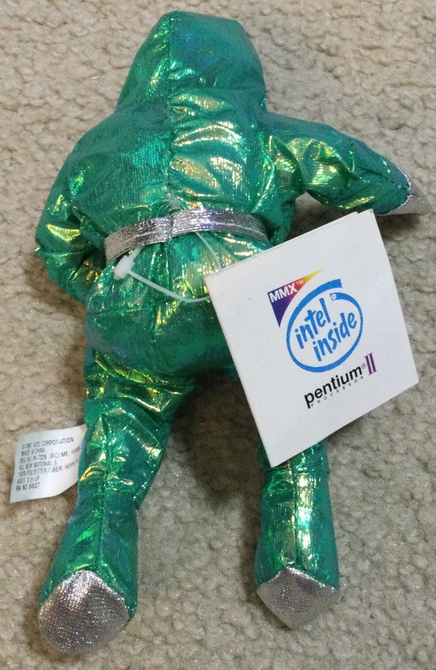 Intel Pentium II Bunny People Suit 8” Plush Mascots Iridescent Green | eBay