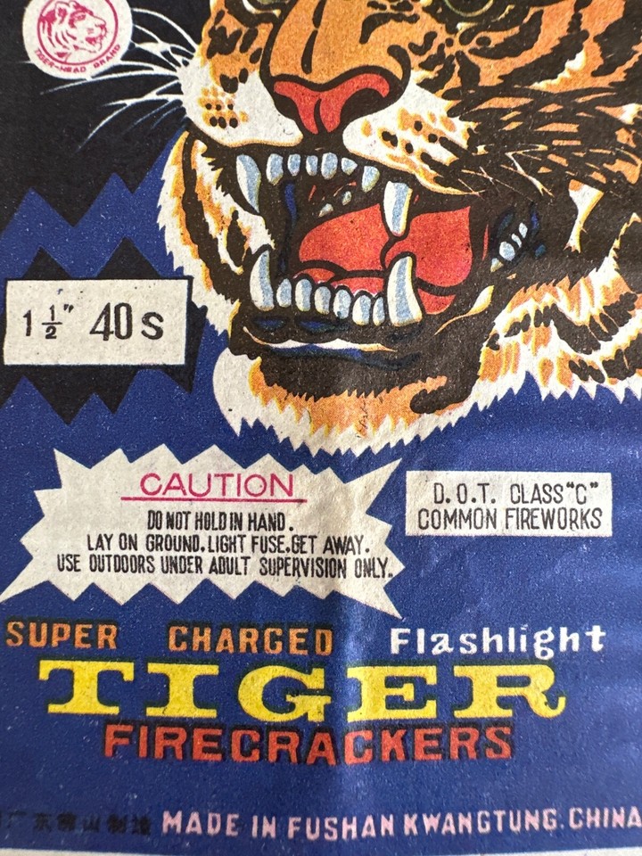 TIGER BRAND TIGERS cracker paper advertising pack label DOT lot 4 /40's ...