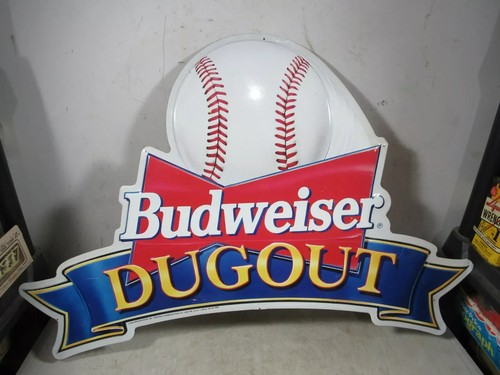 Large Vintage 1994 Budweiser Beer Baseball Dugout Embossed Metal Sign ...