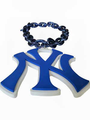New York Yankees BIG Fan Chain Necklace Big Logo BLUE Chain Fast Ship ...