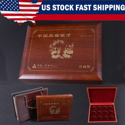 Wooden Coin Storage Case Display Box Holder For 12Coins Collection ...