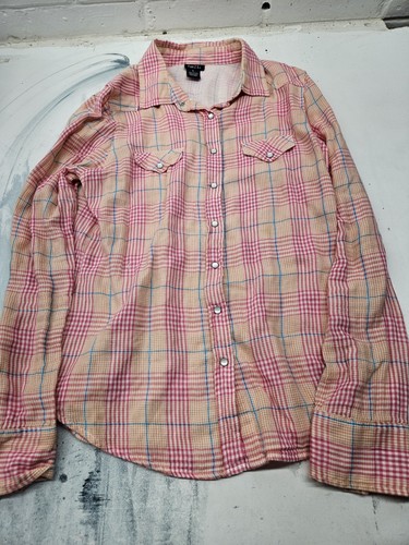 Rue 21 Pink Multicolor Button Up Plaid Shirt Womens Size Large | eBay