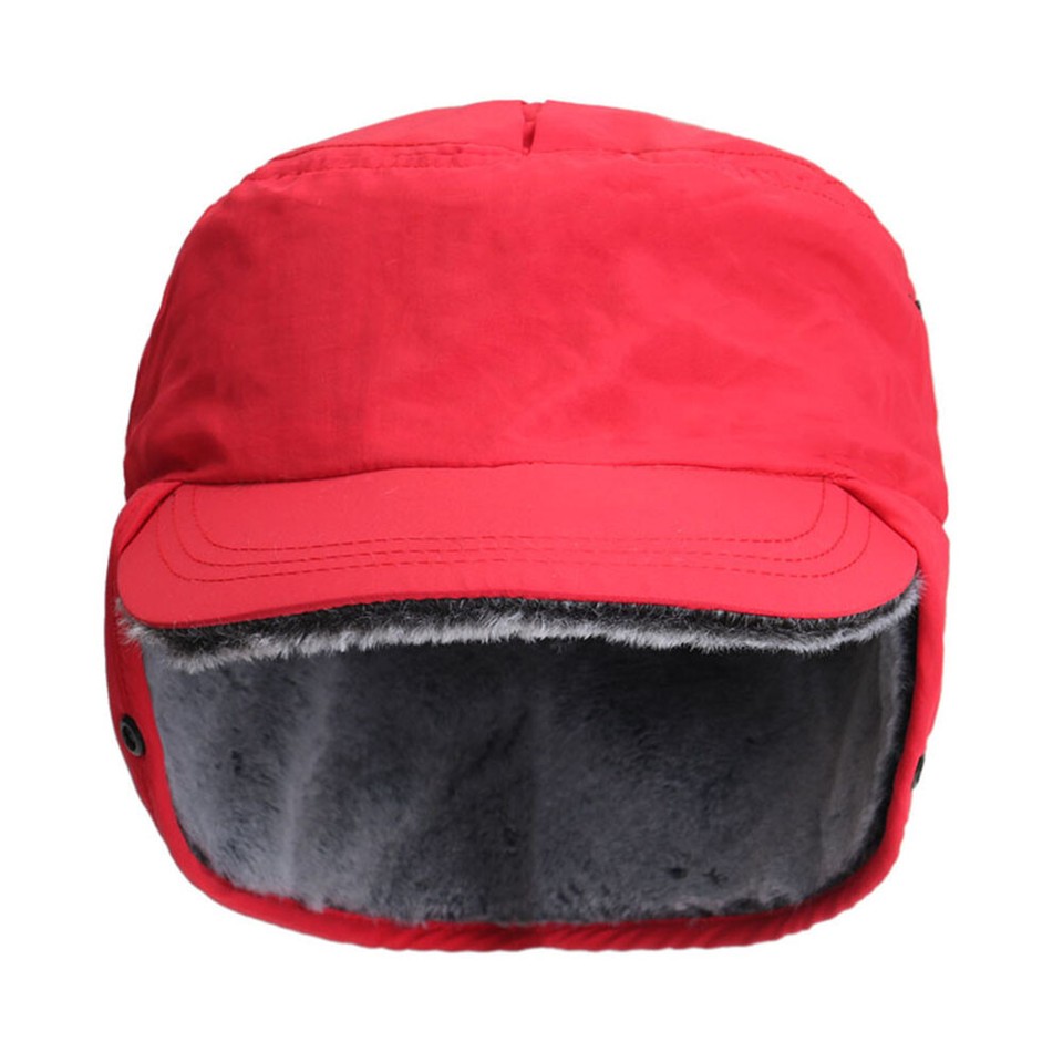 Winter Padded Hat Ear Flaps Thermal Hats Cold Weather Flat Caps Warm ...