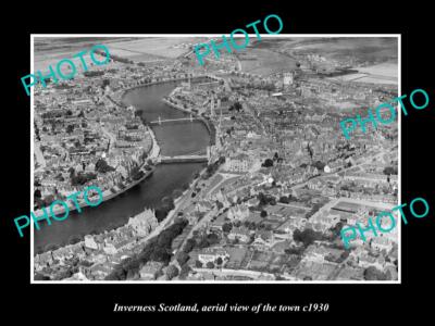 OLD LARGE HISTORIC PHOTO OF INVERNESS SCOTLAND AERIAL VIEW OF THE TOWN ...