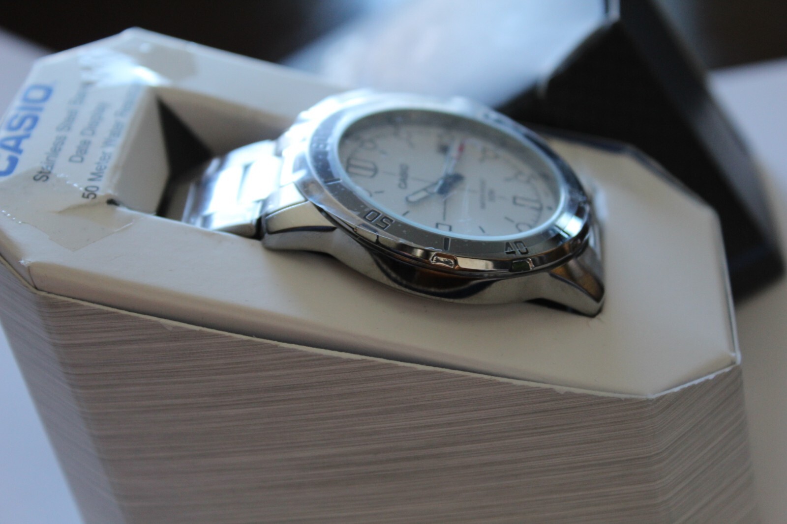 Casio MTPVD01D-7ETN White Face Silver Rotating Bezel Watch 50M WR ...