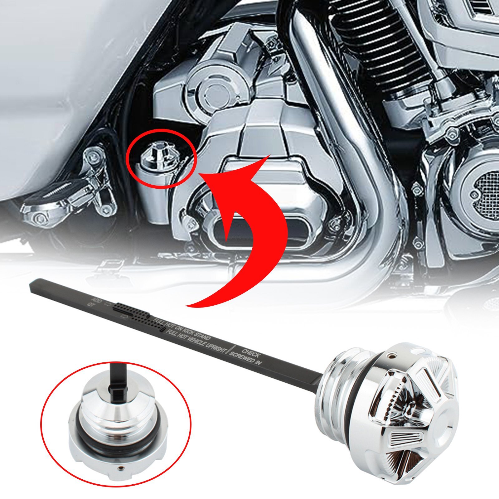 Oil Tank DipStick Temperature Gauge for Harley Touring Road King ...