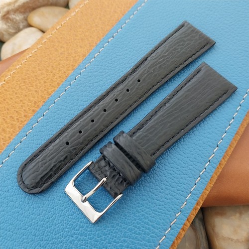 20mm Hadley Roma Black Leather Imitation Shark Classic 20/16 Tapered ...