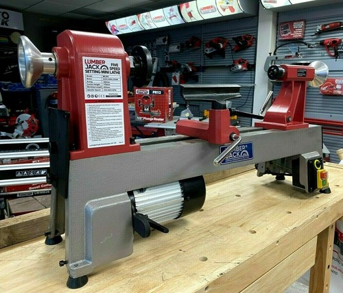 Lumberjack Bench Top Wood Turning Lathe 5 Speed with Heavy Duty Cast ...