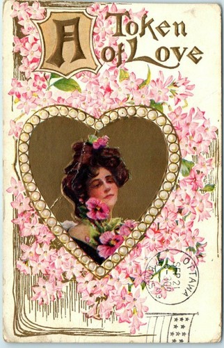 Lady and Flowers Art Print - A Token of Love - Love/Romance Greeting ...