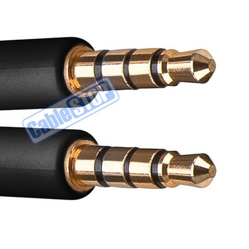 1.5m Slim 4 Pin 3.5mm Headphone Aux Audio Mic 4 Pole Stereo Phone Cable ...