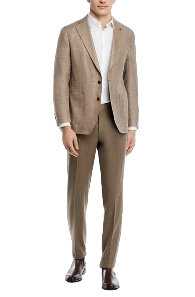 Peter Millar Men's Mason Windowpane Plaid Desert Sand Sport Coat Size ...