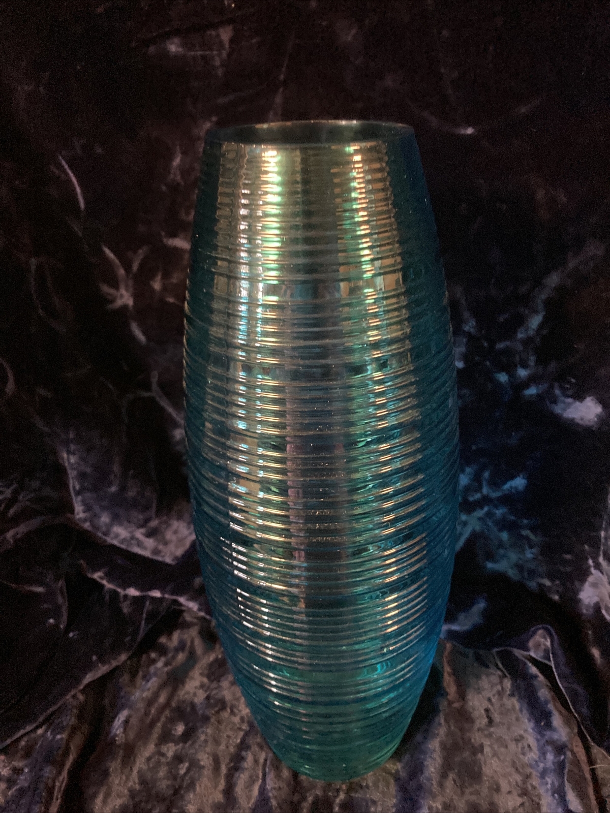 Blue Glass Vase Horizontal Ribbing 12” | eBay