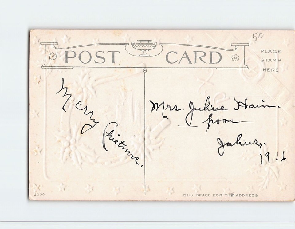 Postcard Christmas Greetings Winter Scene Embossed Card | eBay