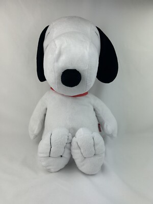 Peanuts Snoopy Dog Plush White Red Collar Stuffed Animal Charlie Brown ...