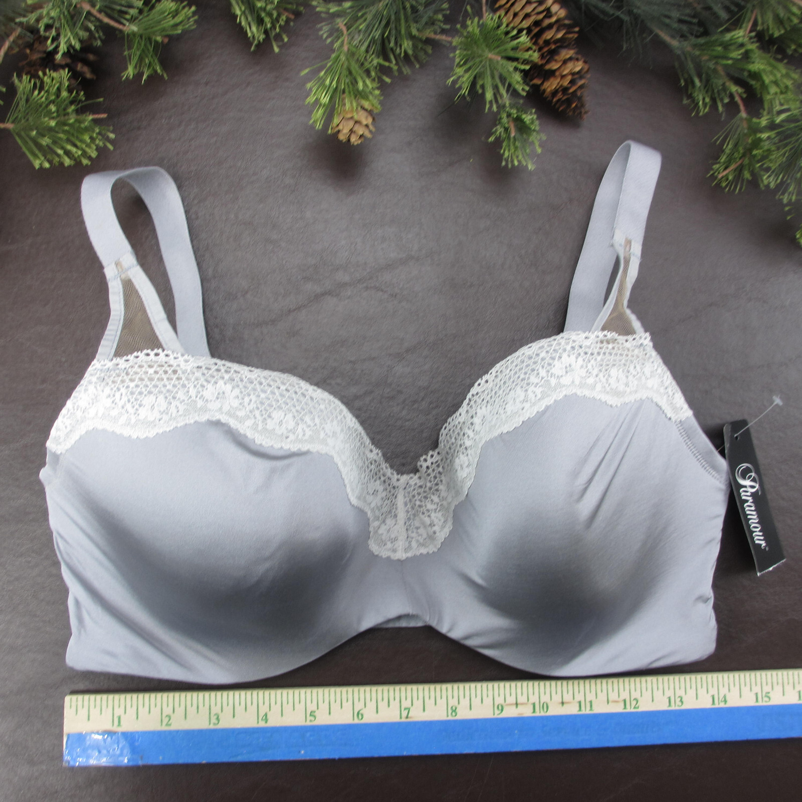 Paramour Bra 36DDD Gray Lace Underwire Padded Adjustable Clasp Back New ...