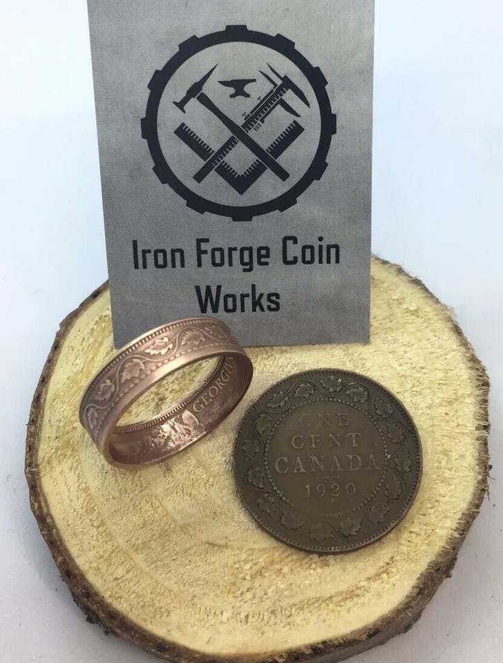 Coin Ring Made From Copper Canadian Large Cent Penny Over 100 Year Old ...