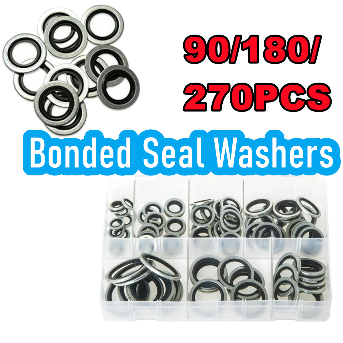 90/180/270PCS Bonded Seal Washers Kit Dowty Washers Zinc Plated ...