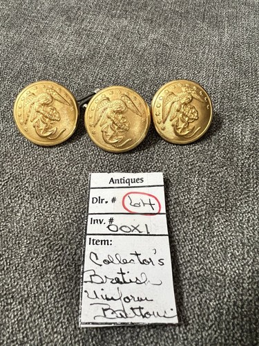 3 VTG 1" J.R.Gaunt & Sons Gold Military Buttons Rouses Pt. NY Made in ...