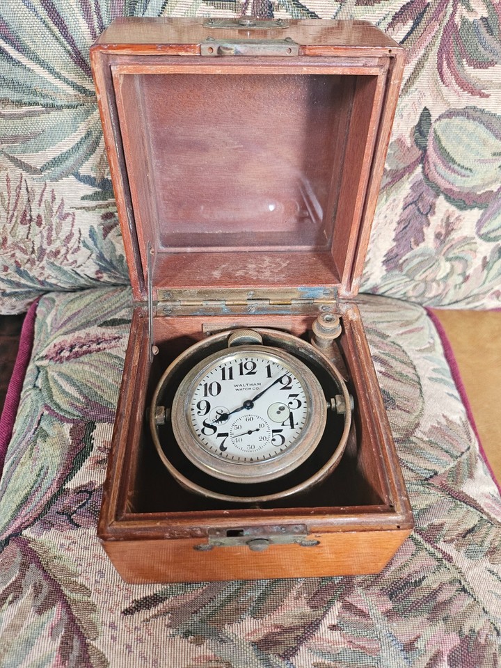 Waltham 8-Day Marine Chronometer Deck Watch Size 37 15J 1910 Original ...