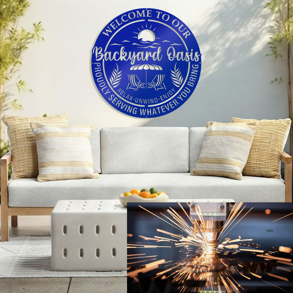Customized Backyard Oasis Metal Sign - Family Name Patio Decor - Deck ...