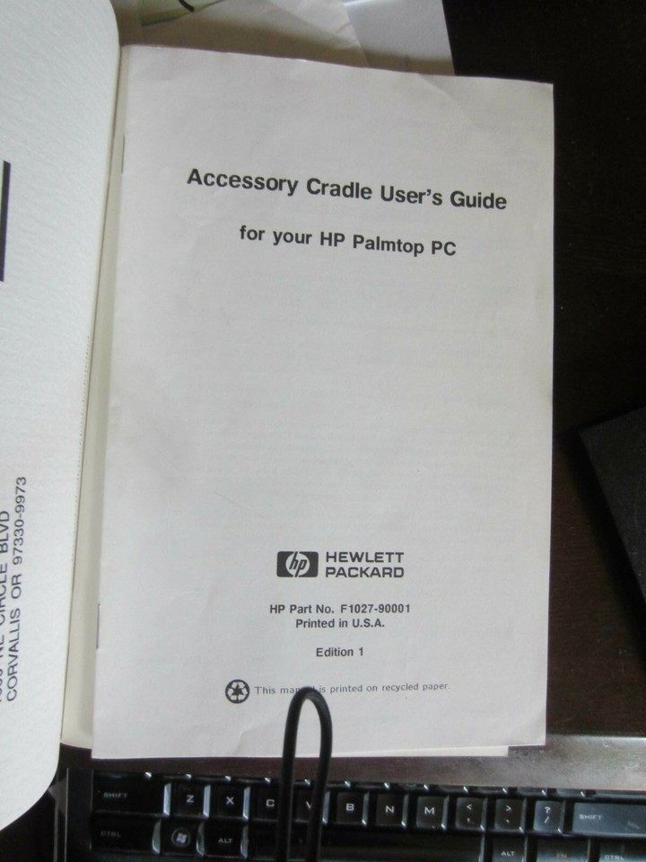HP 100LX Quick Start Guide & Accessory Cradle Users Guide Hewlett ...