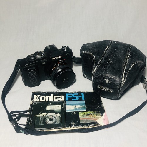 KONICA FS-1 SLR 35mm Film Camera + Lens Hexanon AR 50mm f/1.8 W/ Case ...