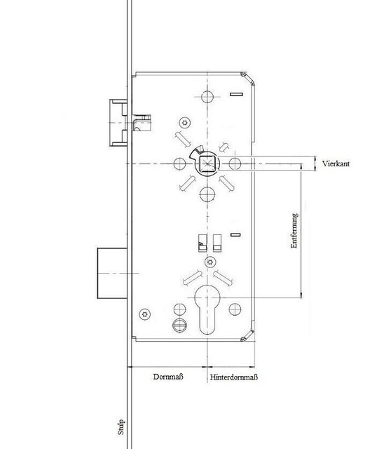 KFV Türverschluss Mehrfachverriegelung AS 3600 45/92/8 16mm Stulp B003 ...