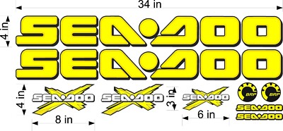 SEA-DOO Logo / YELLOW / 34" Vinyl Personal Watercraft Replacement Bonus ...