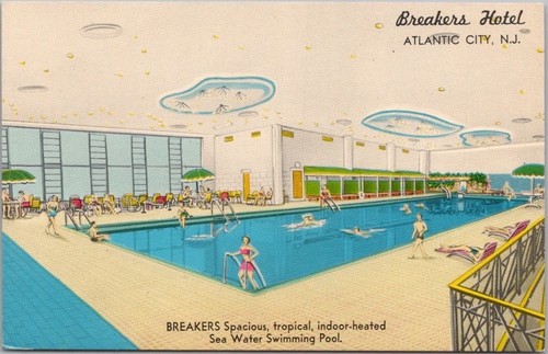 1950s Atlantic City, New Jersey Postcard BREAKERS HOTEL Indoor Salt ...