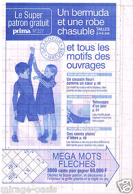 Super Patron PRIMA. 1 Bermuda 1 Robe...etc. 2 à 6ans. Vintage Neuf non ...