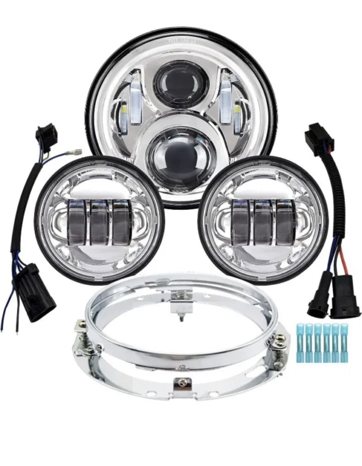 7 Inch LED Motorcycle Headlight with 4.5 Inch Fog Lights Passing Lamps ...