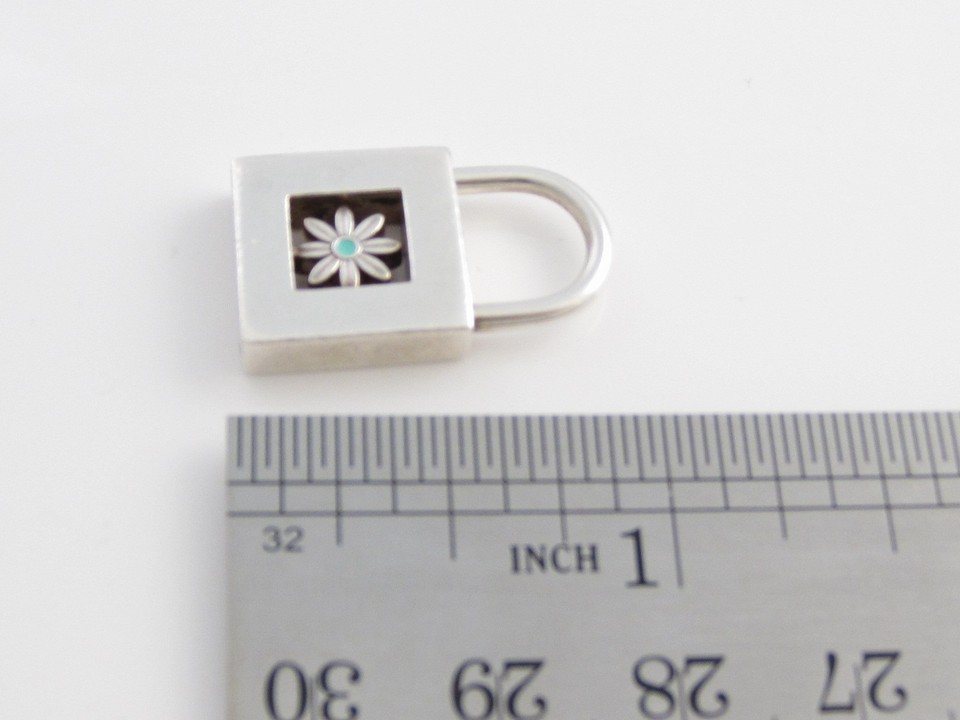 Tiffany RARE Silver Blue Enamel Daisy Padlock Pendant 4 Necklace ...