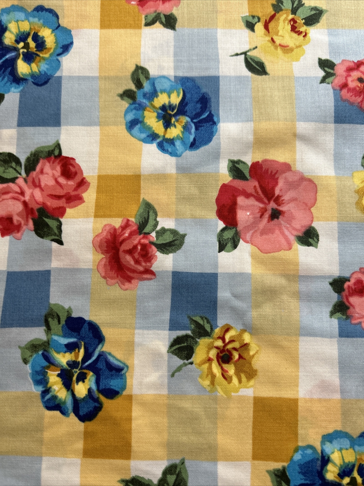 Pansies Plaid The Kesslers For Concord Cotton Fabric 1/2 Yard (18 By 44 ...