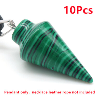 10Pcs 30x16mm Green Malachite Conical Tip Pendulum Reiki Pendant Bead ...
