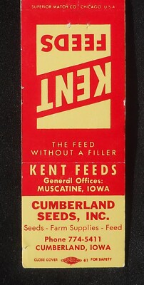1960s? Cumberland Seeds Kent Feeds Muscatine Farm Supplies Cumberland ...