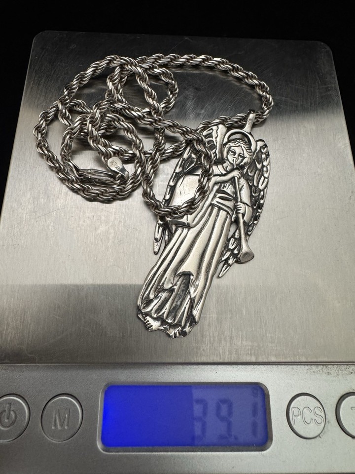 De Matteo HSH Sterling Silver Angel Pendant & Chain Necklace 20" | eBay