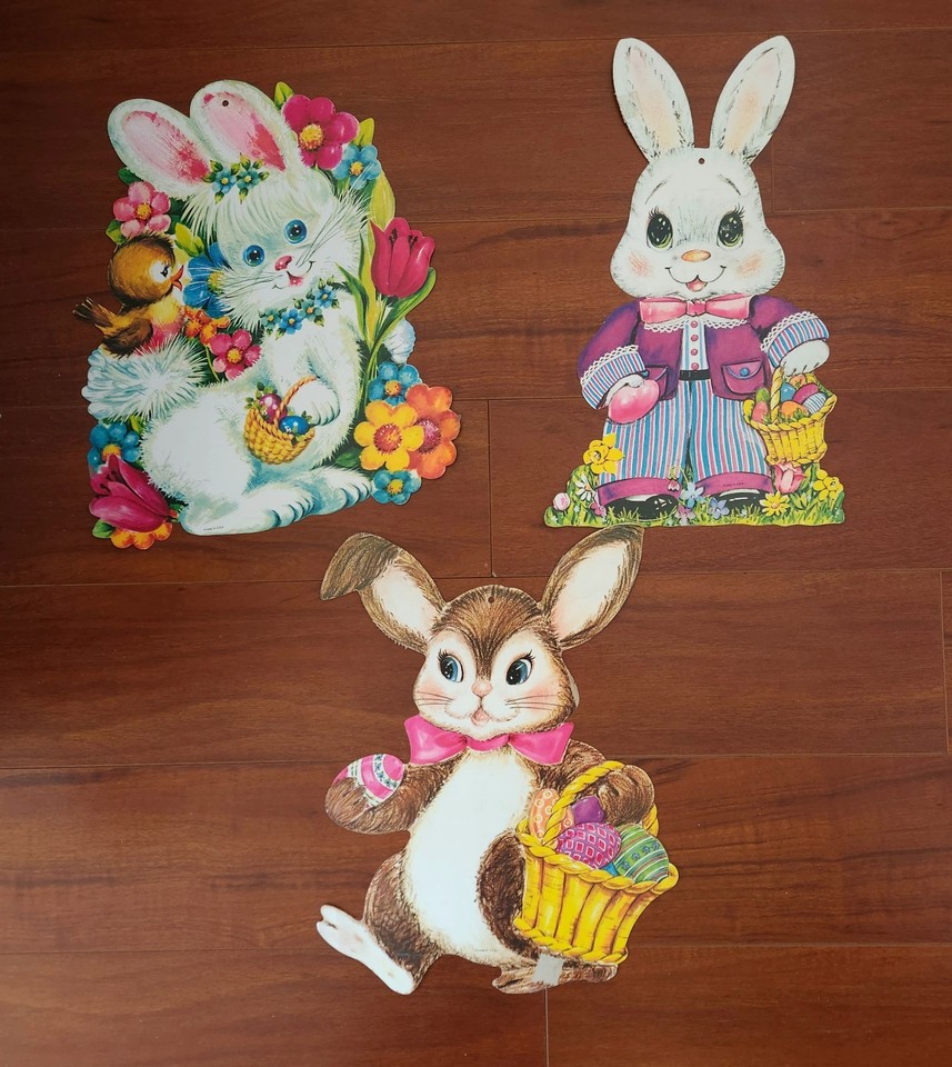 Vintage Easter Cardboard Die Cut Hanging DECORATIONS USA Lot 8 Single ...