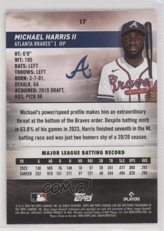 2024 Topps Stadium Club Sepia Michael Harris II #17 7ng | eBay