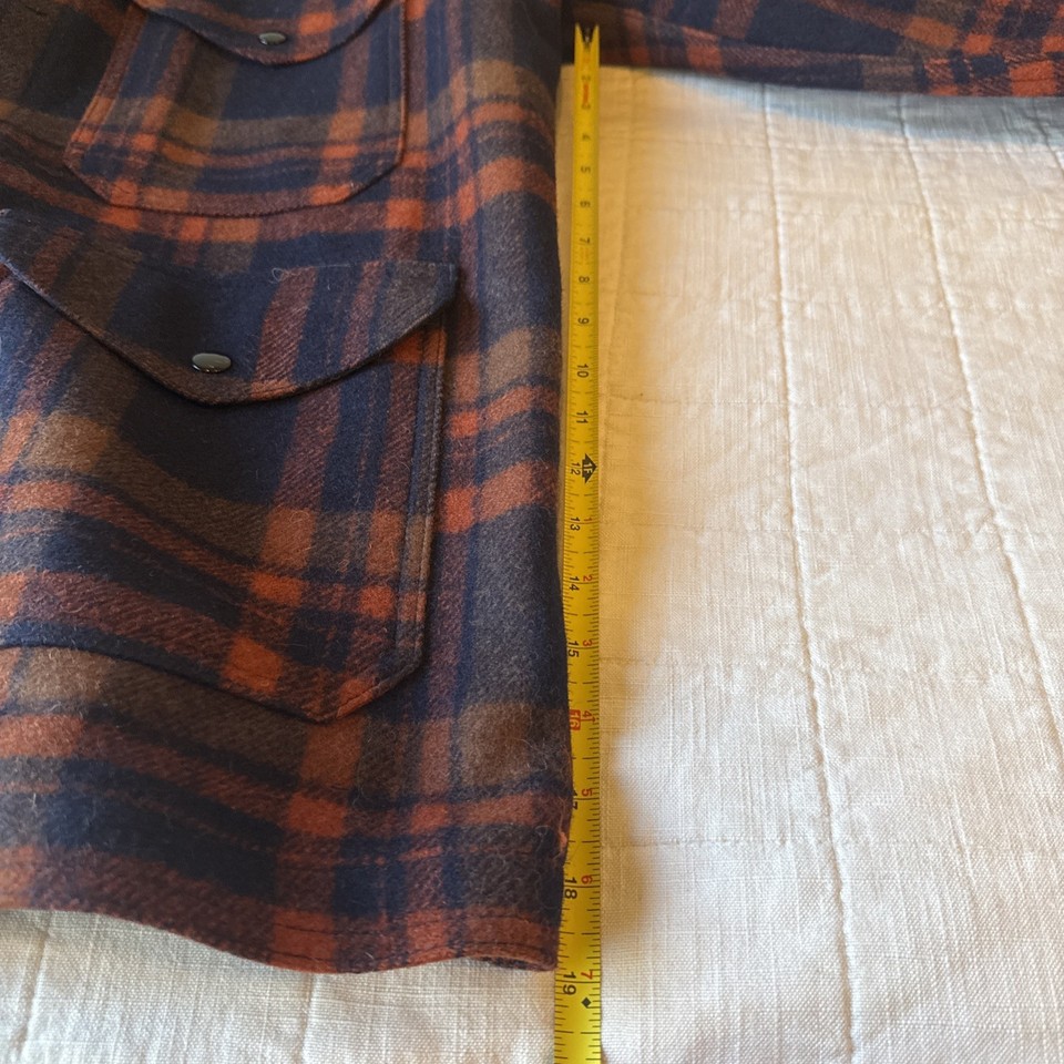 Vintage 1960's Pendleton Wool Shirt Coat Blazer Blue Orange Plaid XL 5 Pocket | eBay