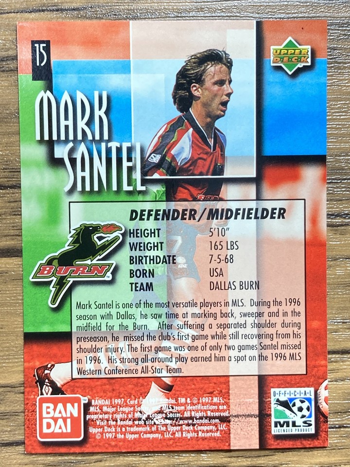 Upper Deck Bandai MLS Card 1997 #15 Mark Santel Dallas Burn | eBay
