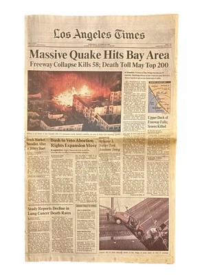 Los Angeles Times October 18, 1989 Massive Quake Hits Bay Area ...