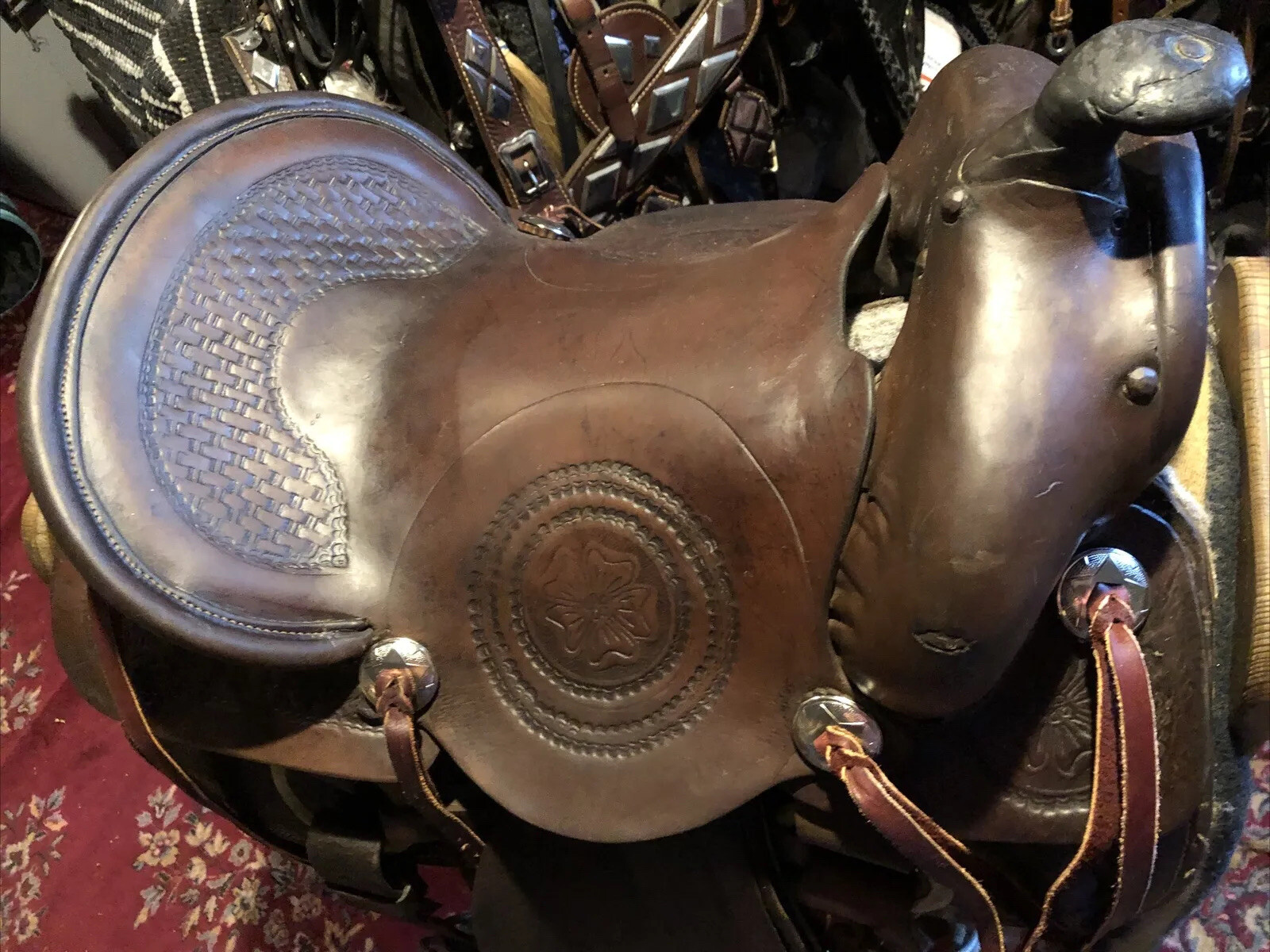 Vtg H.H. Heiser Saddle 1920s Brown Leather Highback 15” Seat Restored ...