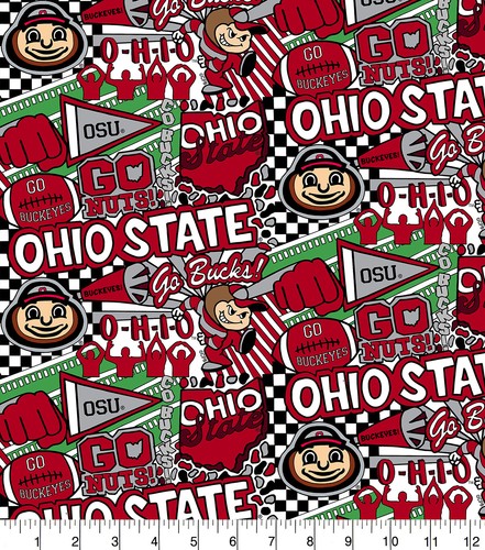 OHIO STATE OSU COTTON FABRIC 1/4 YD 9"x58" - perfect for DIY Face Mask ...