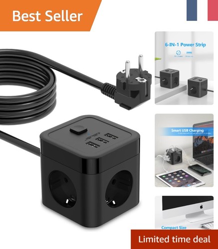 JSVER Multiprise Cube Compact 5M - 3 Prises + 3 Ports USB, Design ...