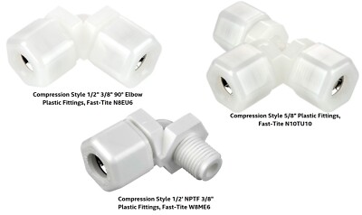 Parker Compression Style Plastic Fittings Fast-Tite T/Elbow N8EU6 W8ME6 ...
