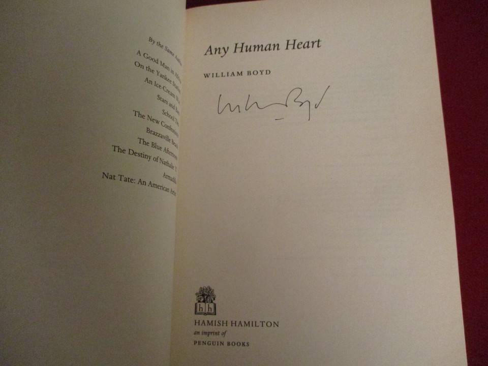 SIGNED ~ Any Human Heart by William Boyd (2002) First UK Hardcover ...