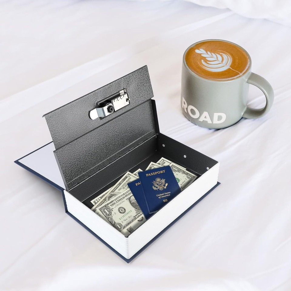 Diversion Book Safe with Combo or Key Lock Portable Metal Lock Box ...